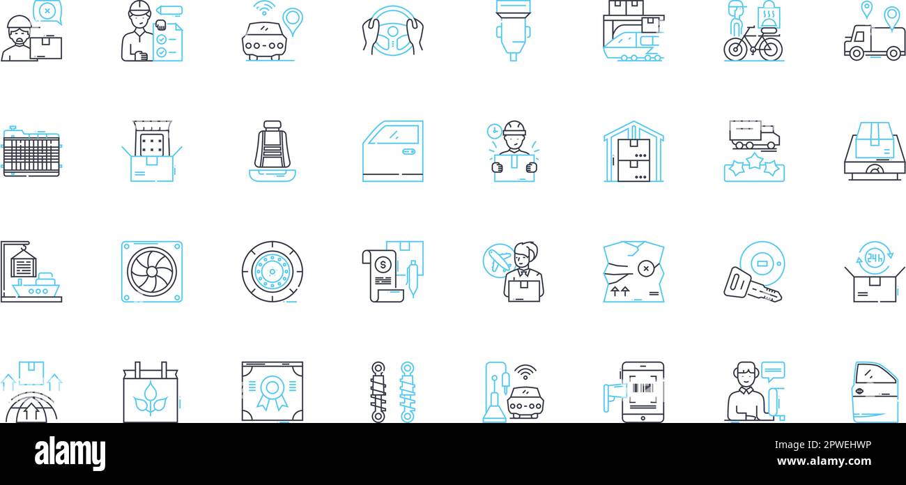 Automobiles linear icons set. Speed , Power , Luxury , Comfort ...