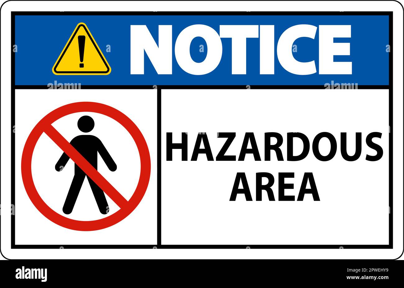 Notice Sign Hazardous Area Sign On White Background Stock Vector Image ...