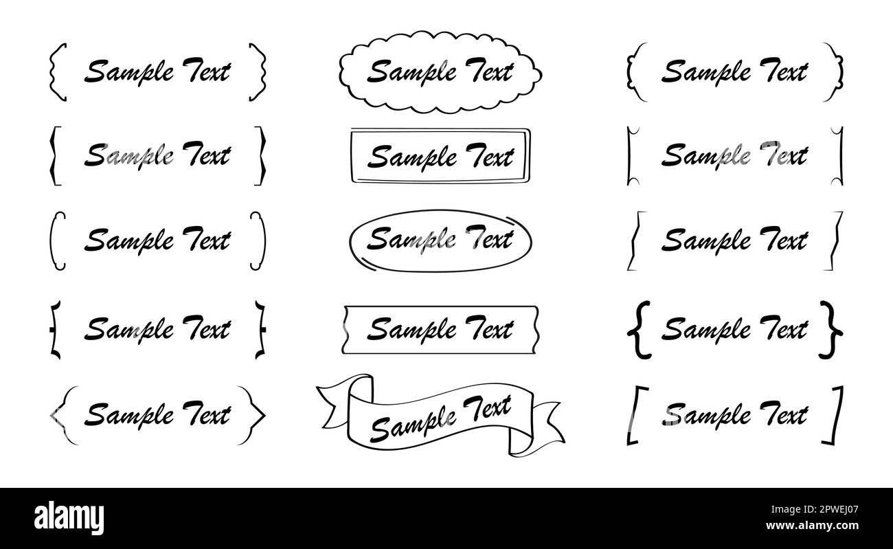 Text title frame vector set in doodle style. Sketch border, simple ...