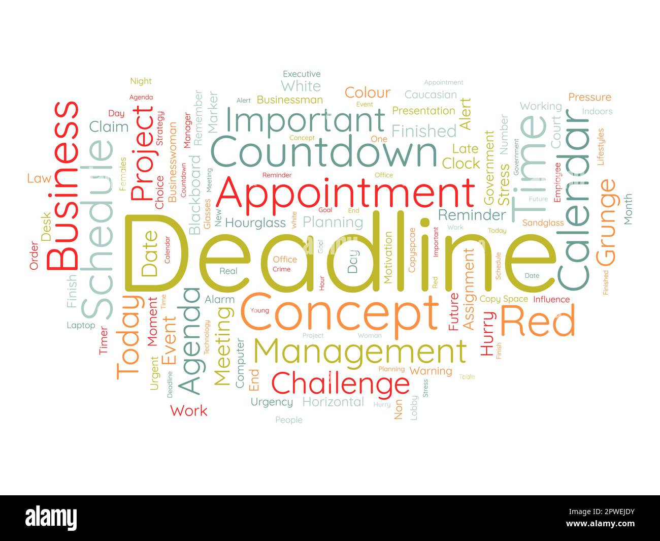 Word cloud background concept for Deadline. work time schedule calendar ...
