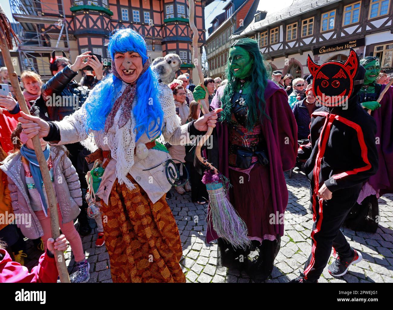 Wernigerode, Germany. 30th Apr, 2023. Walpurgis visitors in costume ...