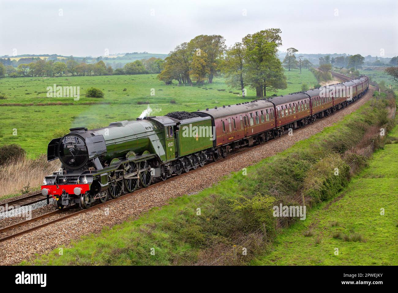 The iconic Flying Scotsman (60103) is pictured travelling through the ...
