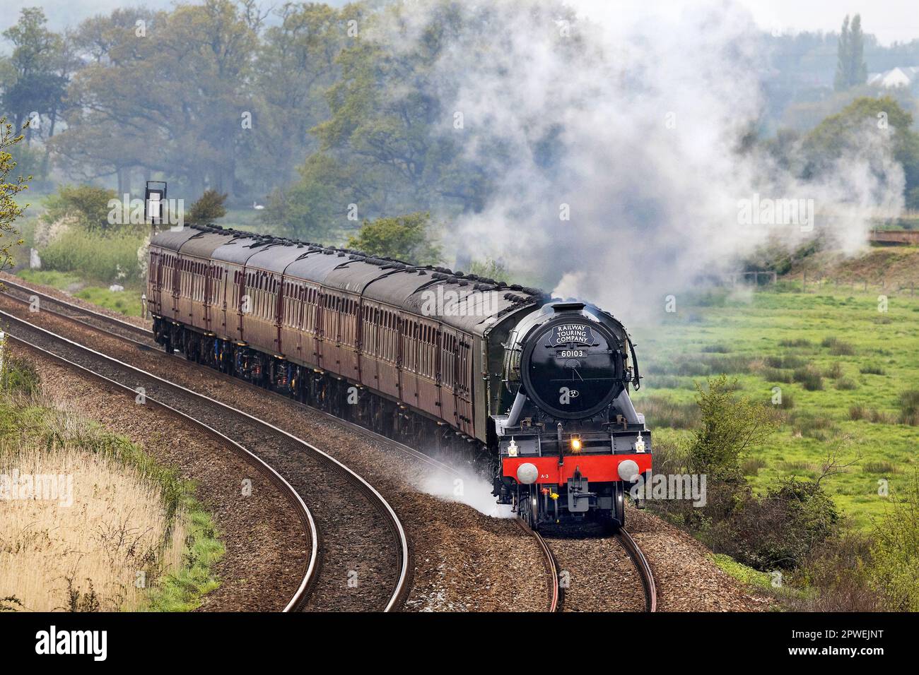 The iconic Flying Scotsman (60103) is pictured travelling through the ...