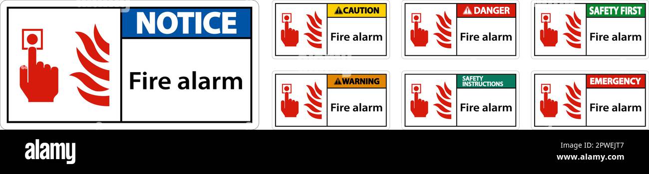 Emergency Fire Alarm Sign On White Background Stock Vector Image & Art ... Emergency Fire Alarm Sign On White Background Stock Vector Image & Art ...