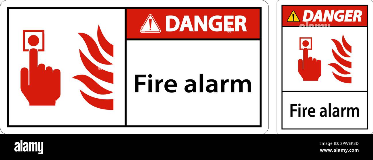 Danger Fire Alarm Sign On White Background Stock Vector Image & Art - Alamy