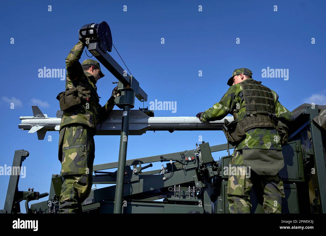 Swedish soldiers take part in a military presentation of the medium ...