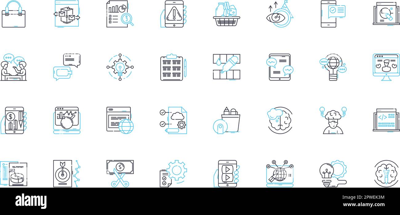 Brainstorming Session linear icons set. Creativity, Ideas ...