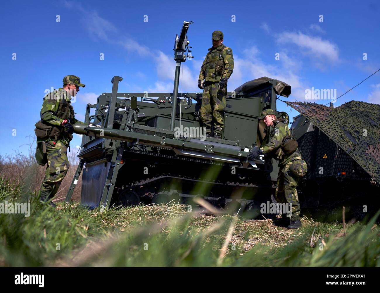 Swedish soldiers take part in a military presentation of the medium ...
