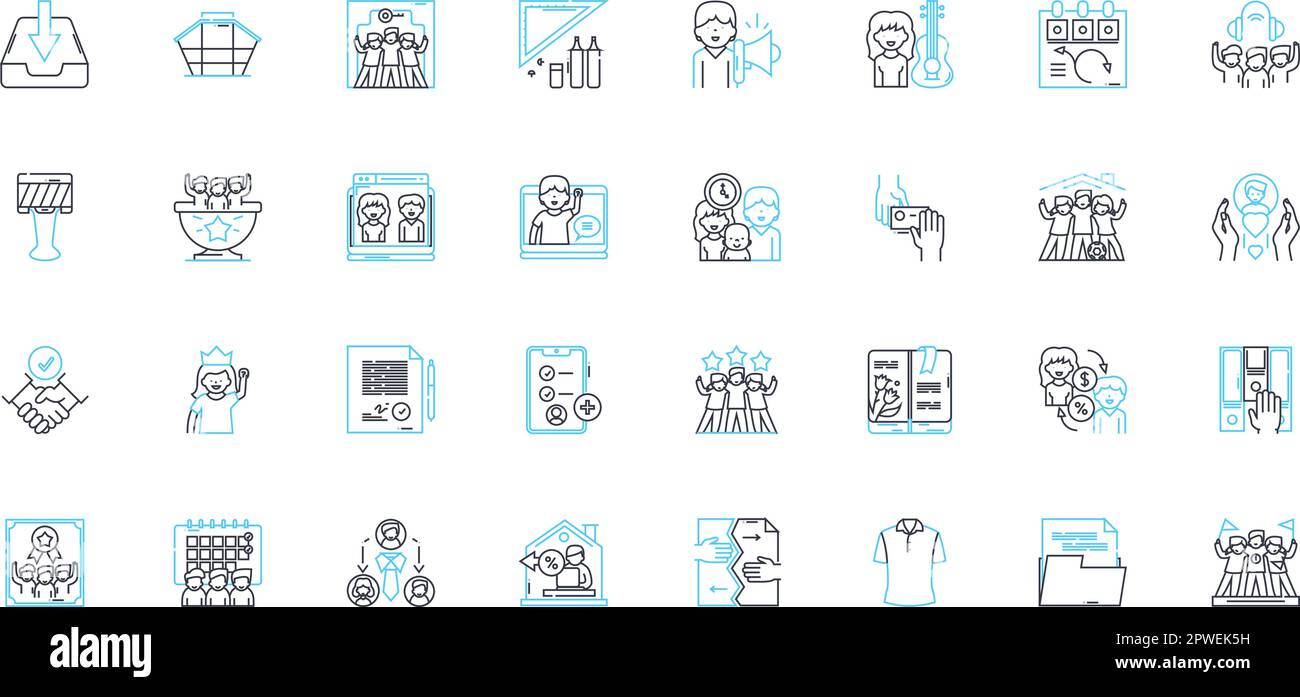 Workplace linear icons set. Collaborative, Professional, Productive ...