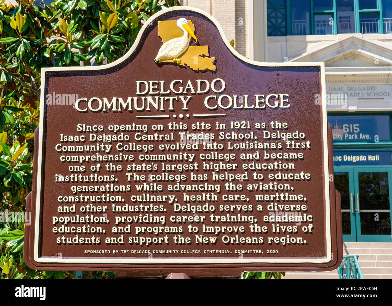 NEW ORLEANS, LA, USA - APRIL 17, 2023: Historic marker for Delgado ...
