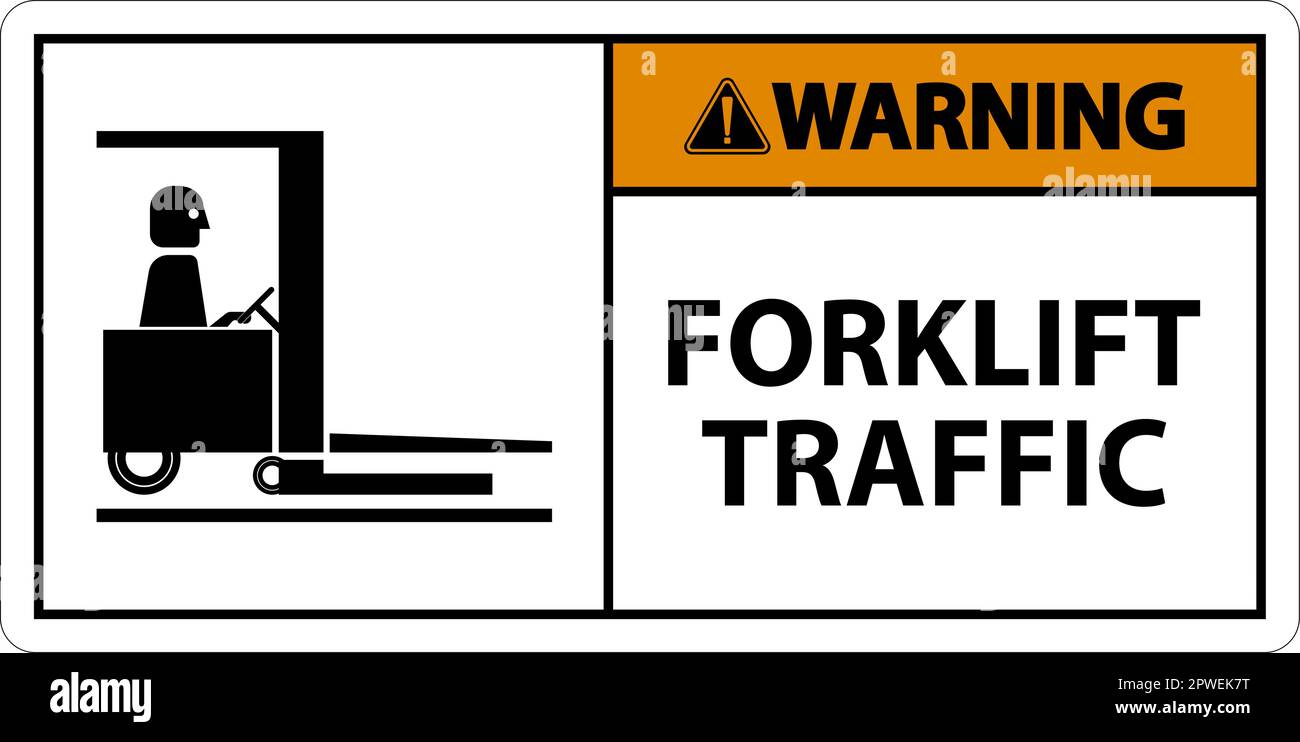 Warning Forklift traffic Floor Sign On White Background Stock Vector ...