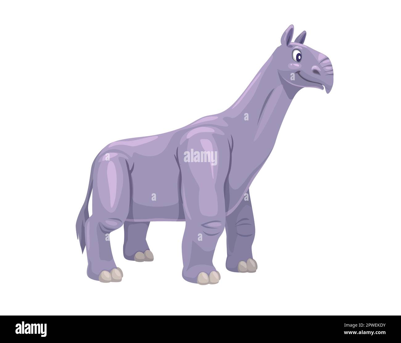 Cartoon indricotherium dinosaur character. Isolated vector ancient ...