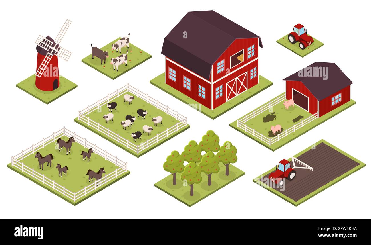 Isometric farm set Stock Vector Image & Art - Alamy