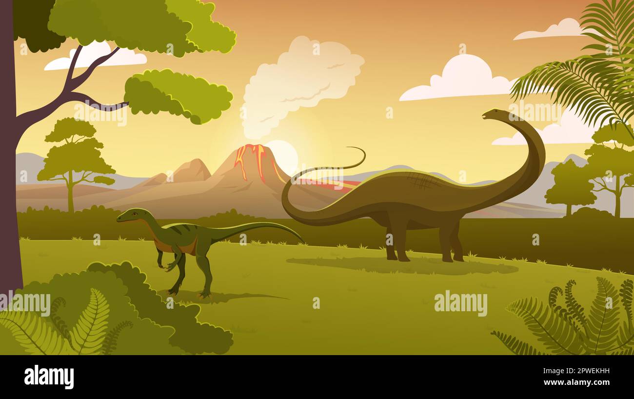 Landscape with dinosaurs Stock Vector Image & Art - Alamy