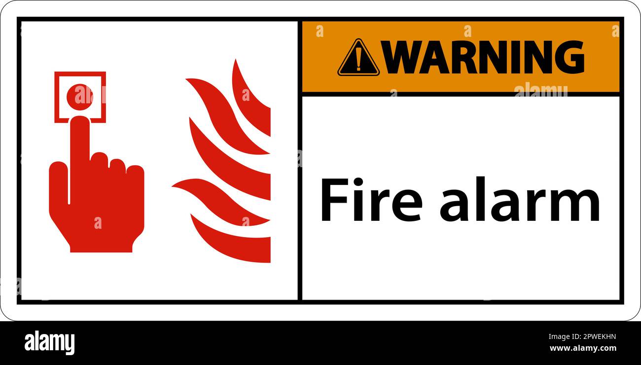 Warning Fire Alarm Sign On White Background Stock Vector Image & Art ...