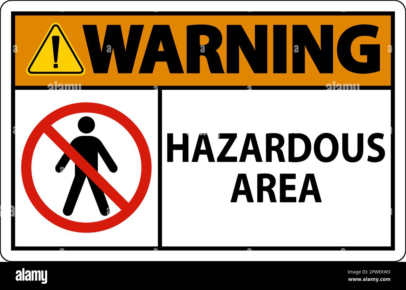 Warning Sign Hazardous Area Sign On White Background Stock Vector Image ...