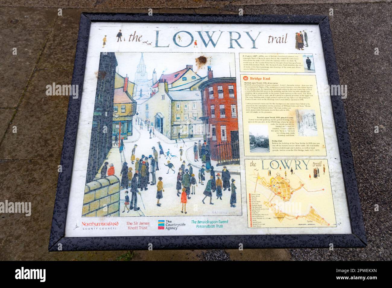The Lowry Trail, Berwick upon Tweed Northumberland UK. Sign for a stop ...