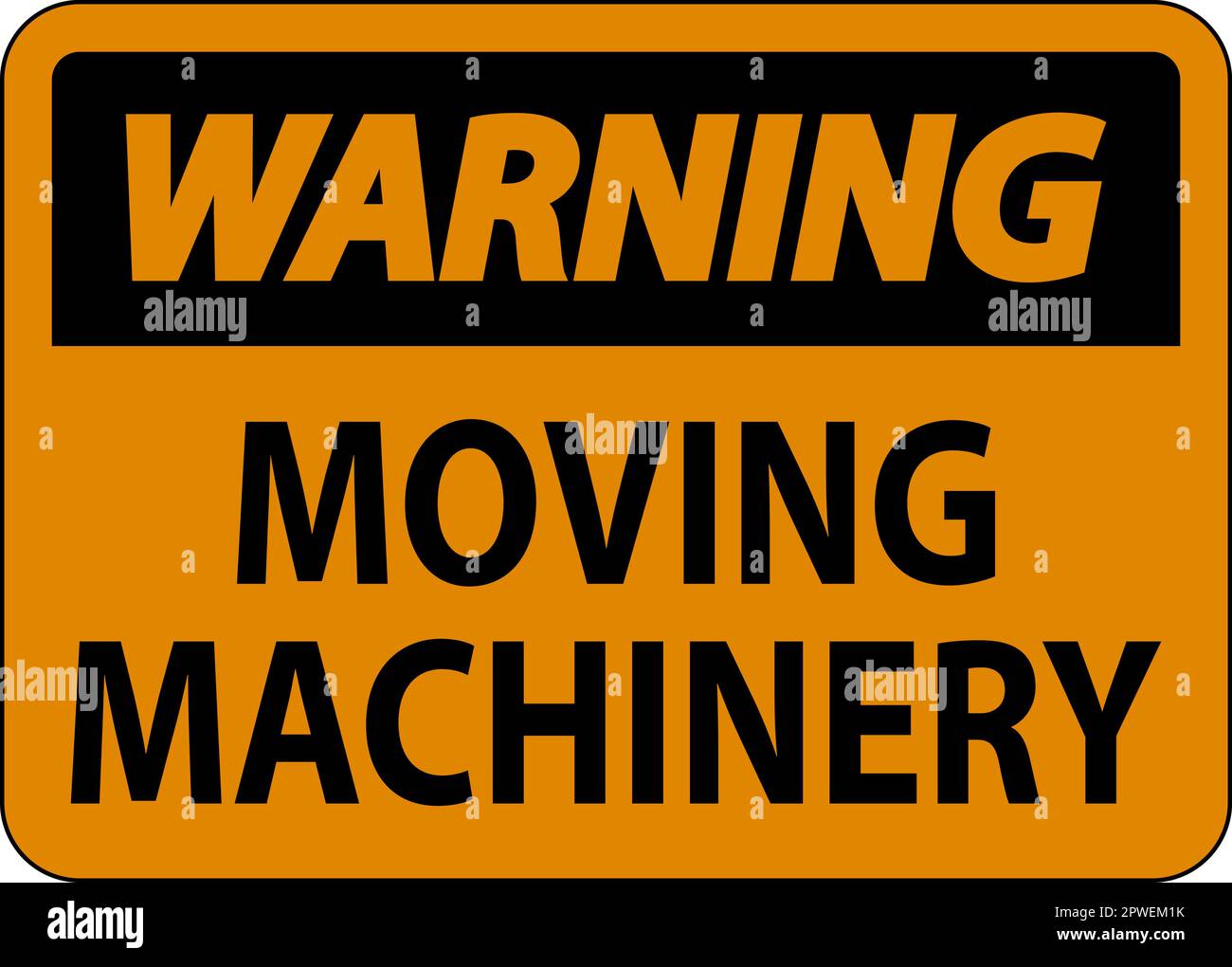 Warning Moving Machinery Sign On White Background Stock Vector Image ...