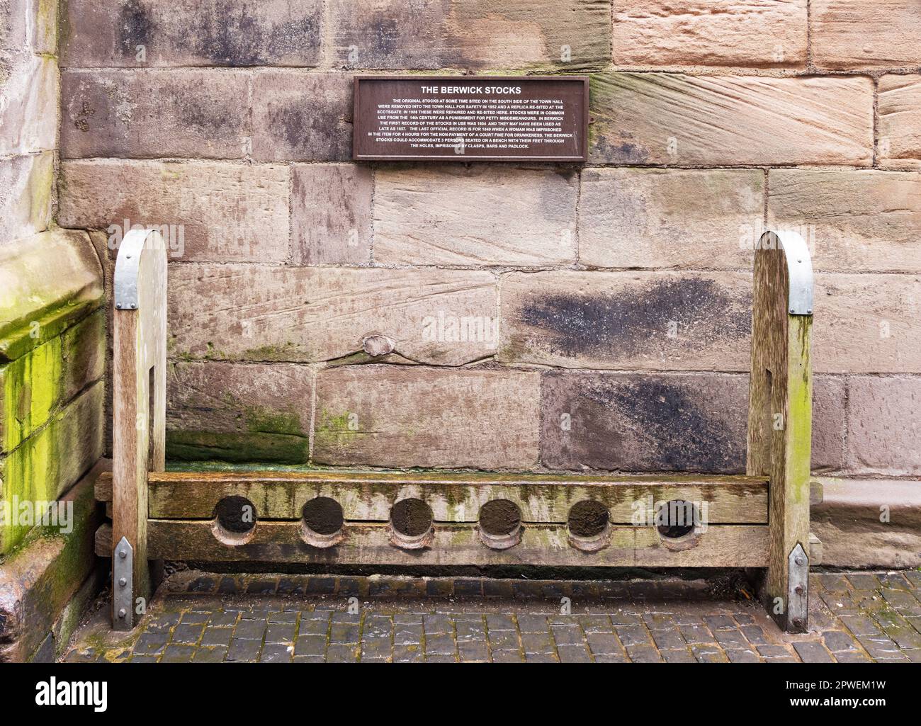Berwick stocks; replica of the original which are kept in the Town Hall ...