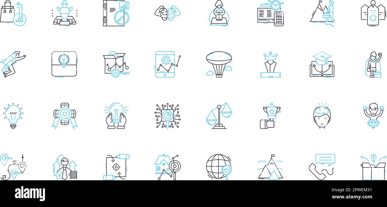 Strategy formulation linear icons set. Analysis, Planning, Tactics ...