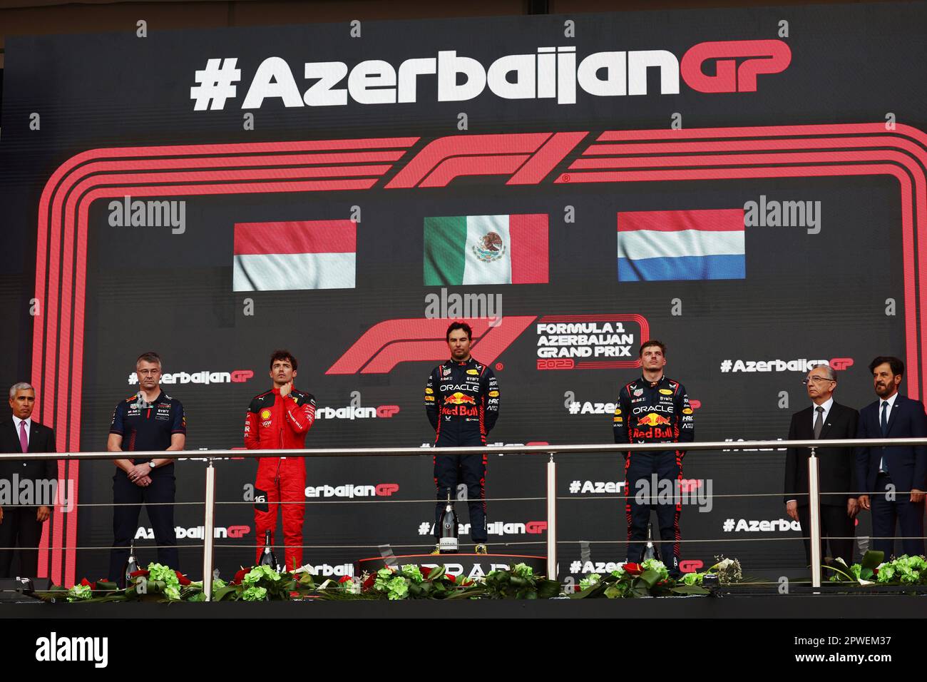 Baku, Azerbaijan. 30th Apr, 2023. The podium (L to R): Charles Leclerc ...