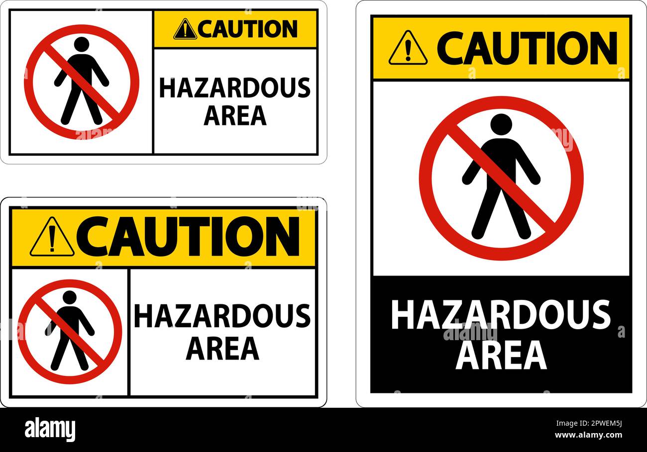 Caution Sign Hazardous Area Sign On White Background Stock Vector Image ...