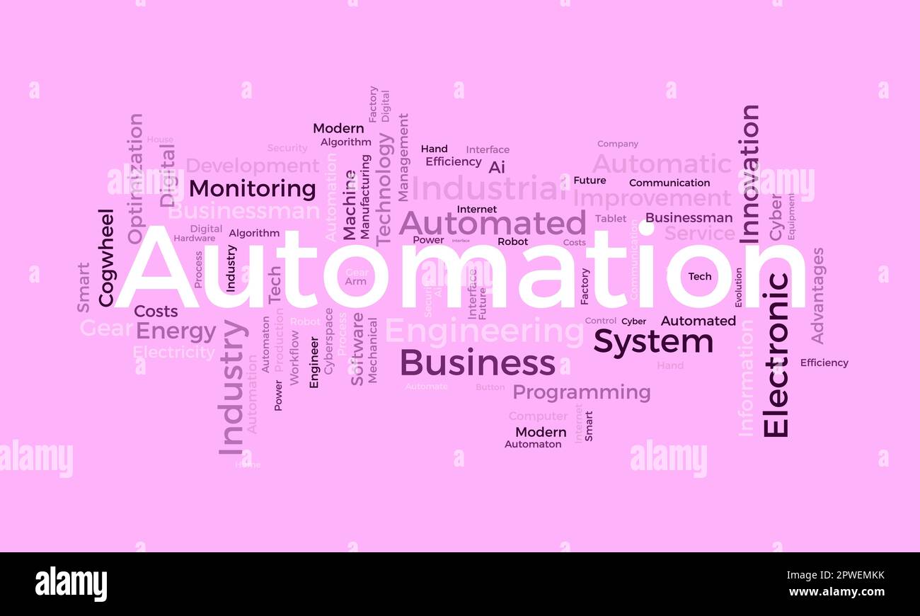 Word cloud background concept for automation. Electronic software ...