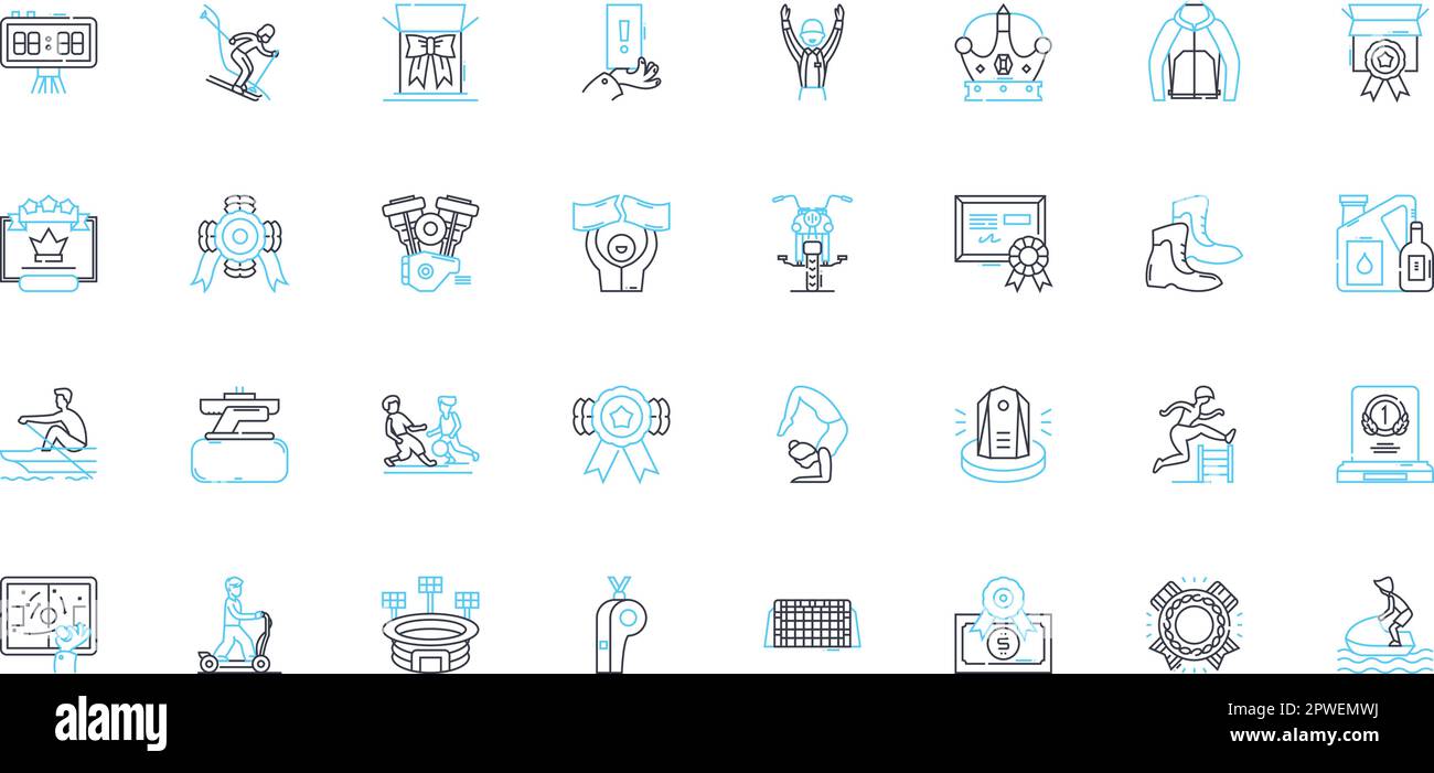 Winner linear icons set. Champion, Triumph, Victory, Gold medal ...