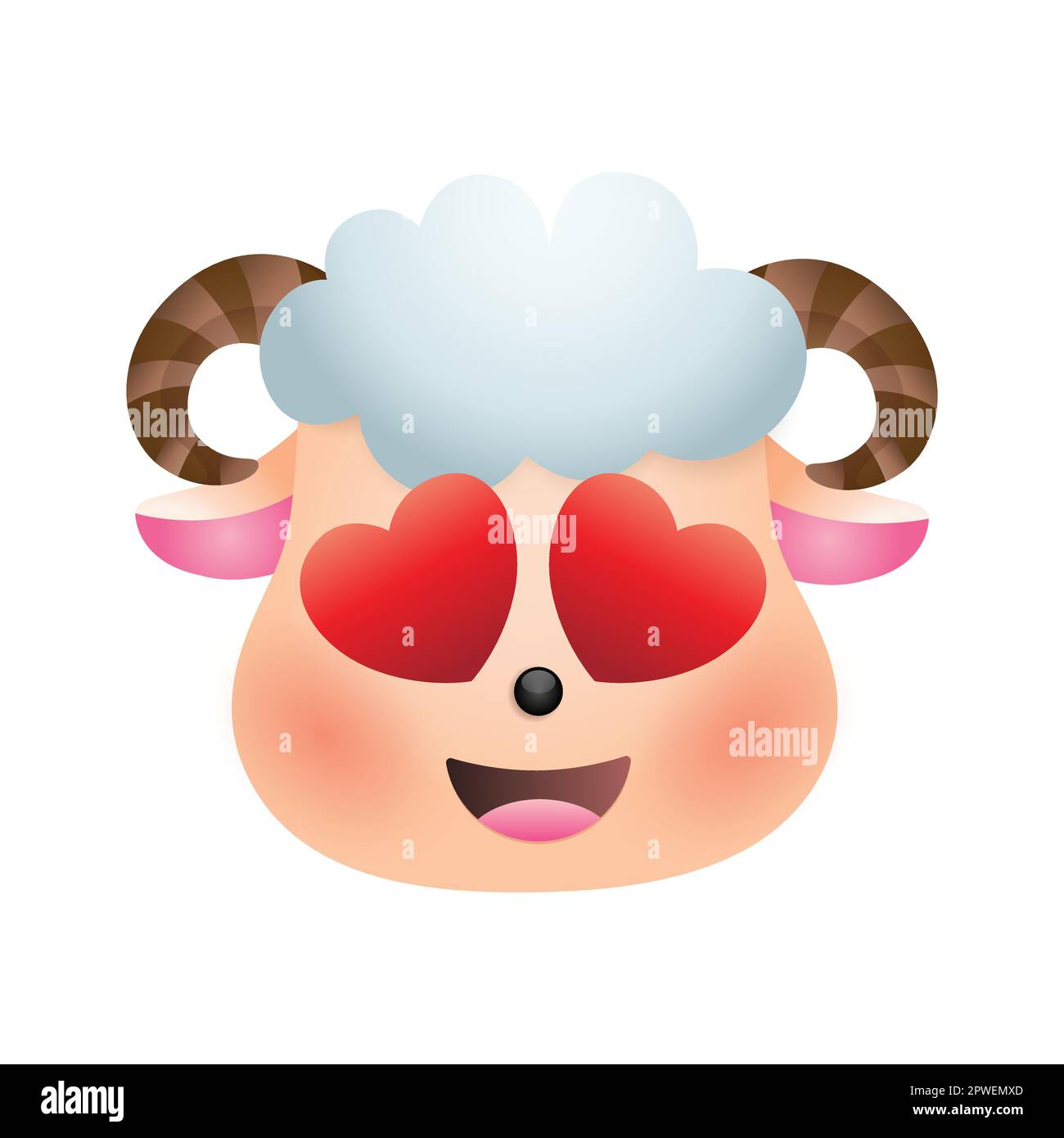 Sheep face cartoon vector illustration isolated. Cute farm animal emoji ...