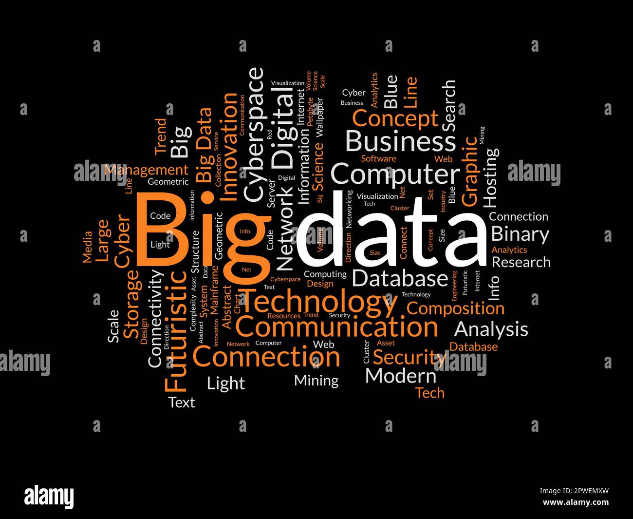 Word cloud background concept for Big data. Internet technology network ...