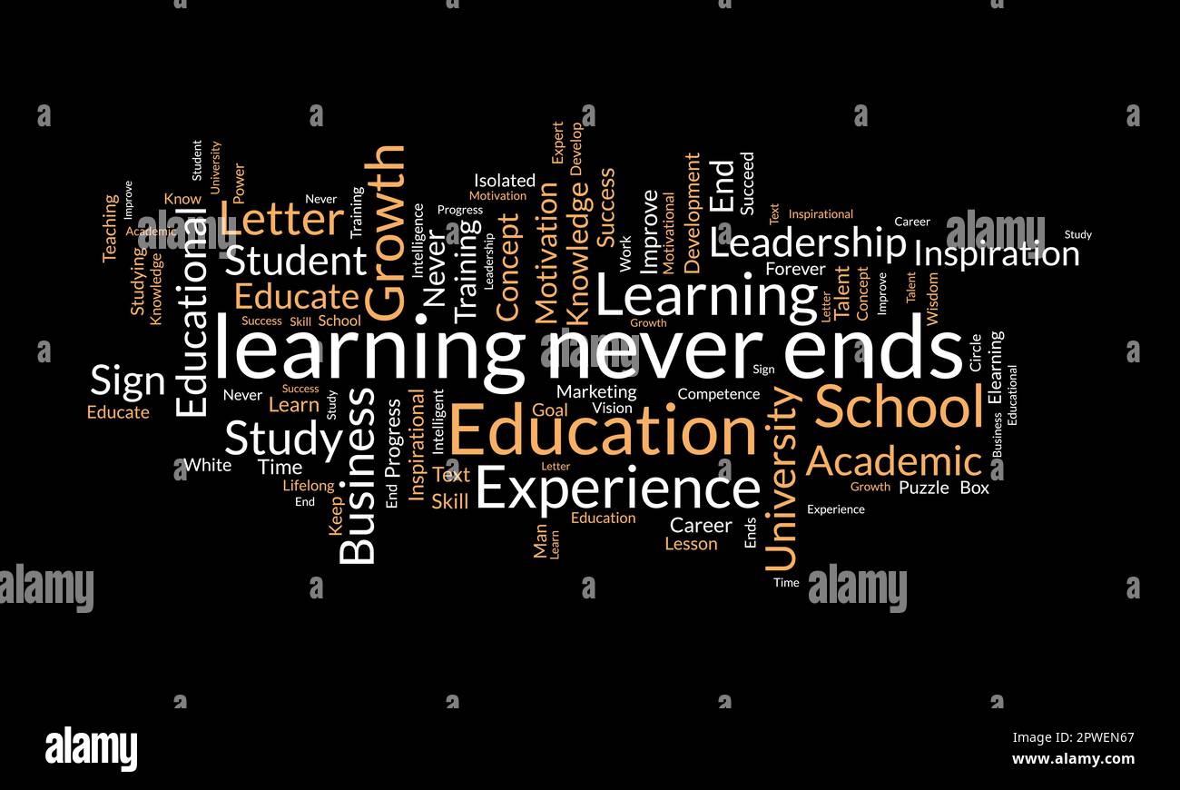 Word cloud background concept for learning never ends. career ...