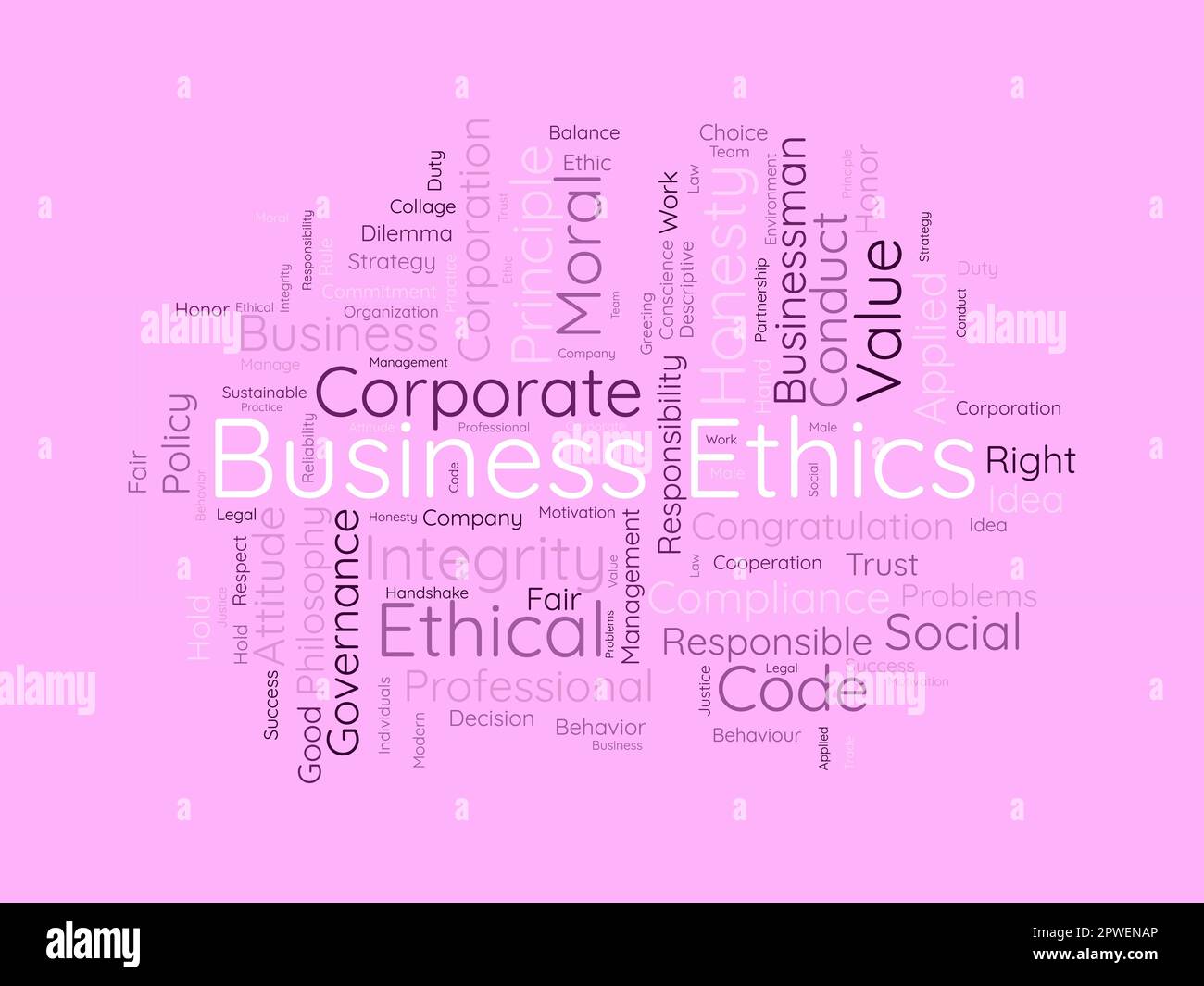 Word cloud background concept for Business Ethics. Corporate integrity ...