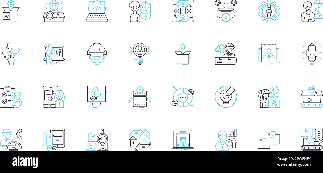 Market research linear icons set. Insights, Demographics, Segmentation, Survey, Focus groups ...