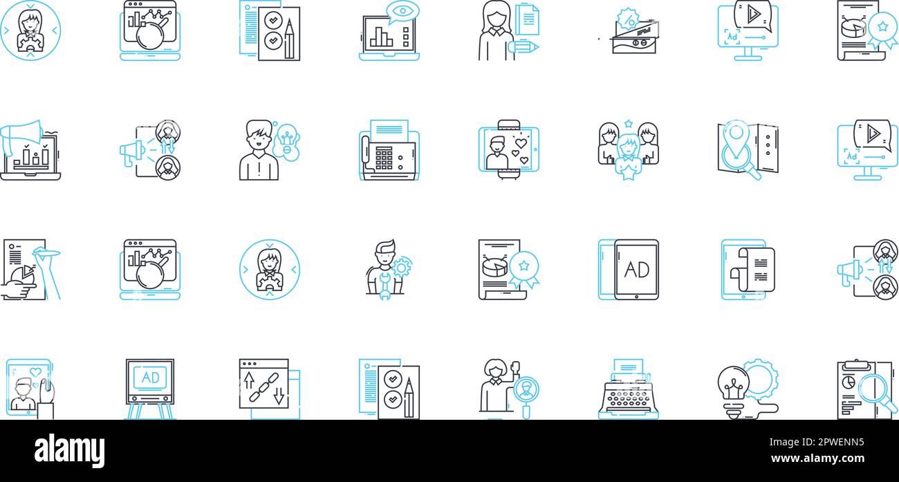 Business leadership linear icons set. Visionary, Decisive, Inspiring ...