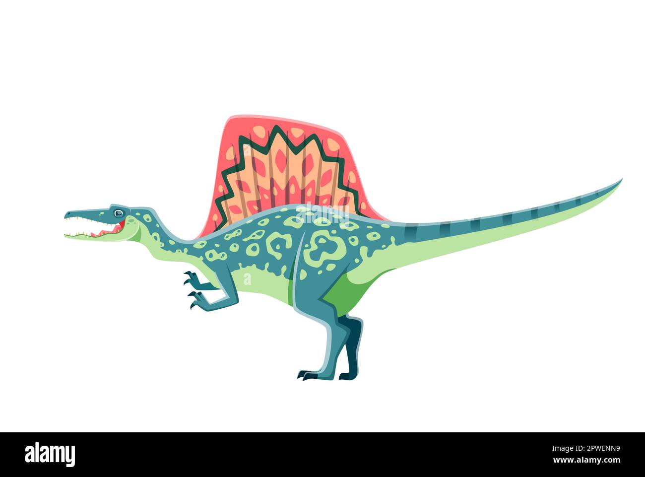 Cartoon Spinosaurus dinosaur character. Extinct monster, prehistoric ...