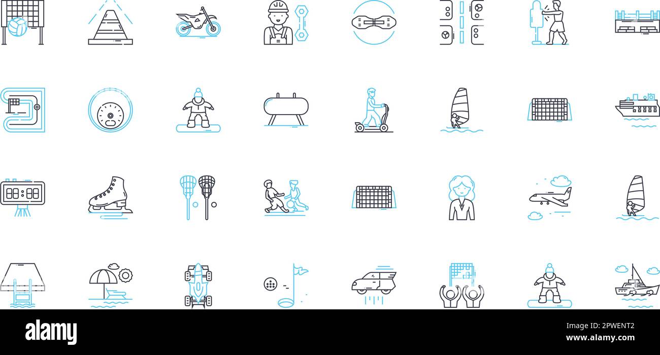 Wild adventures linear icons set. Safari, Jungle, Trek, Expedition ...