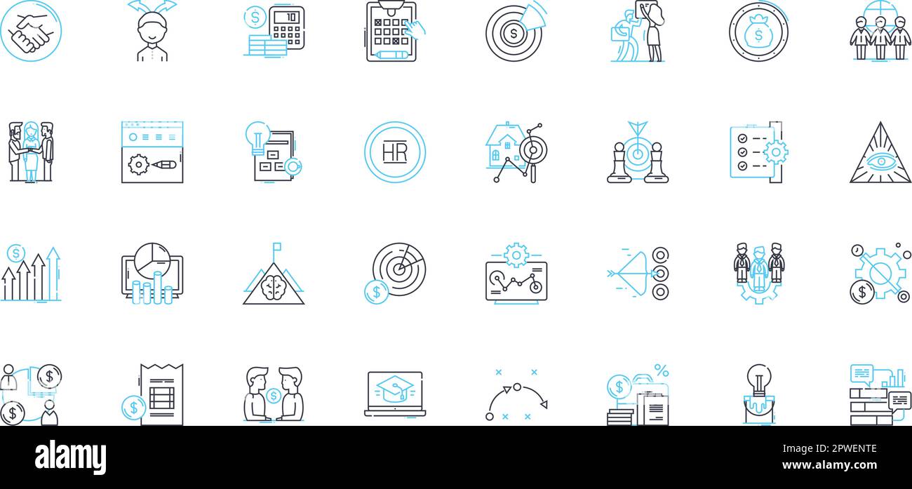 Corporate operations linear icons set. Efficiency, Management, Strategy ...