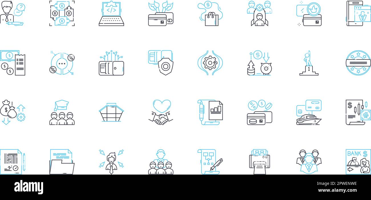 Workspace layout linear icons set. Collaborative, Ergonomic, Organized ...