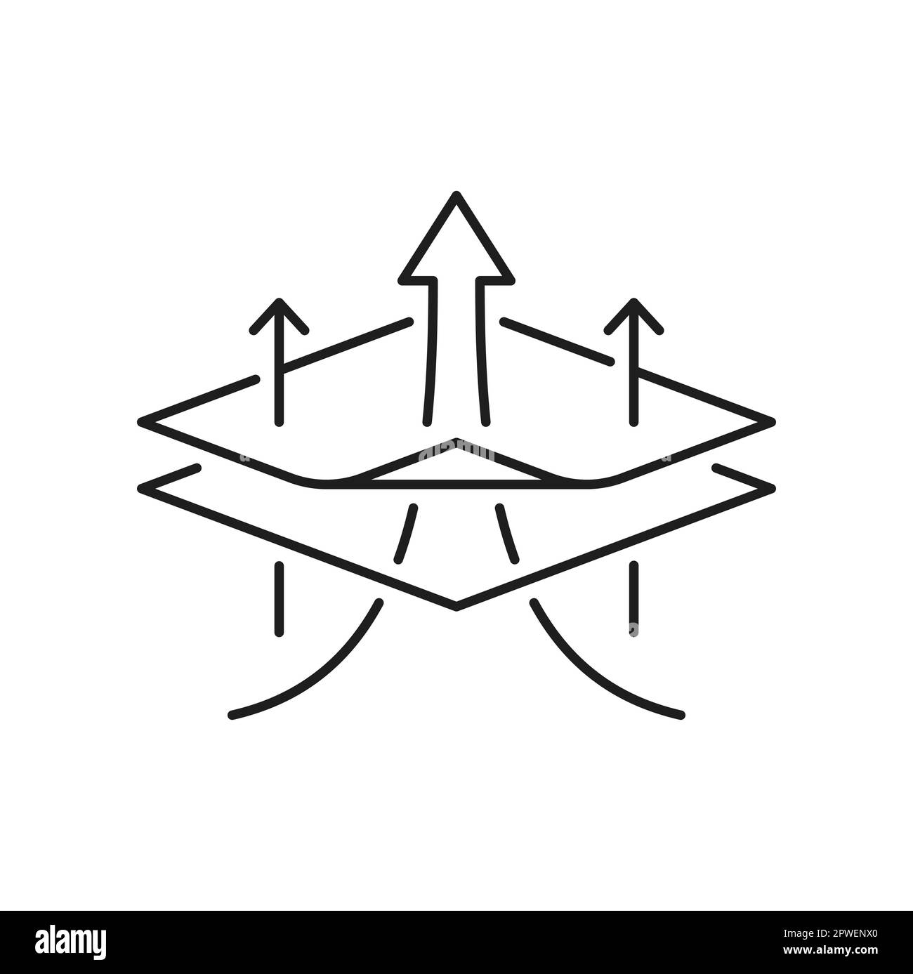 Breathable protection icon, airflow repellent surface isolated ...