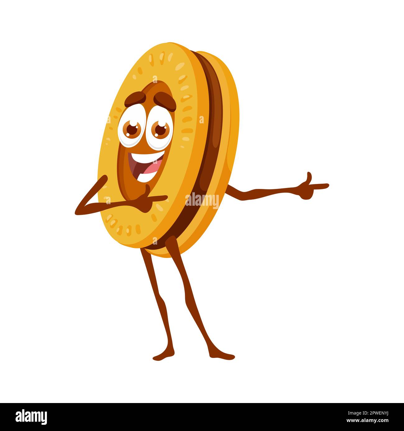 Cartoon cookie funny character. Vector round pastry dessert personage ...