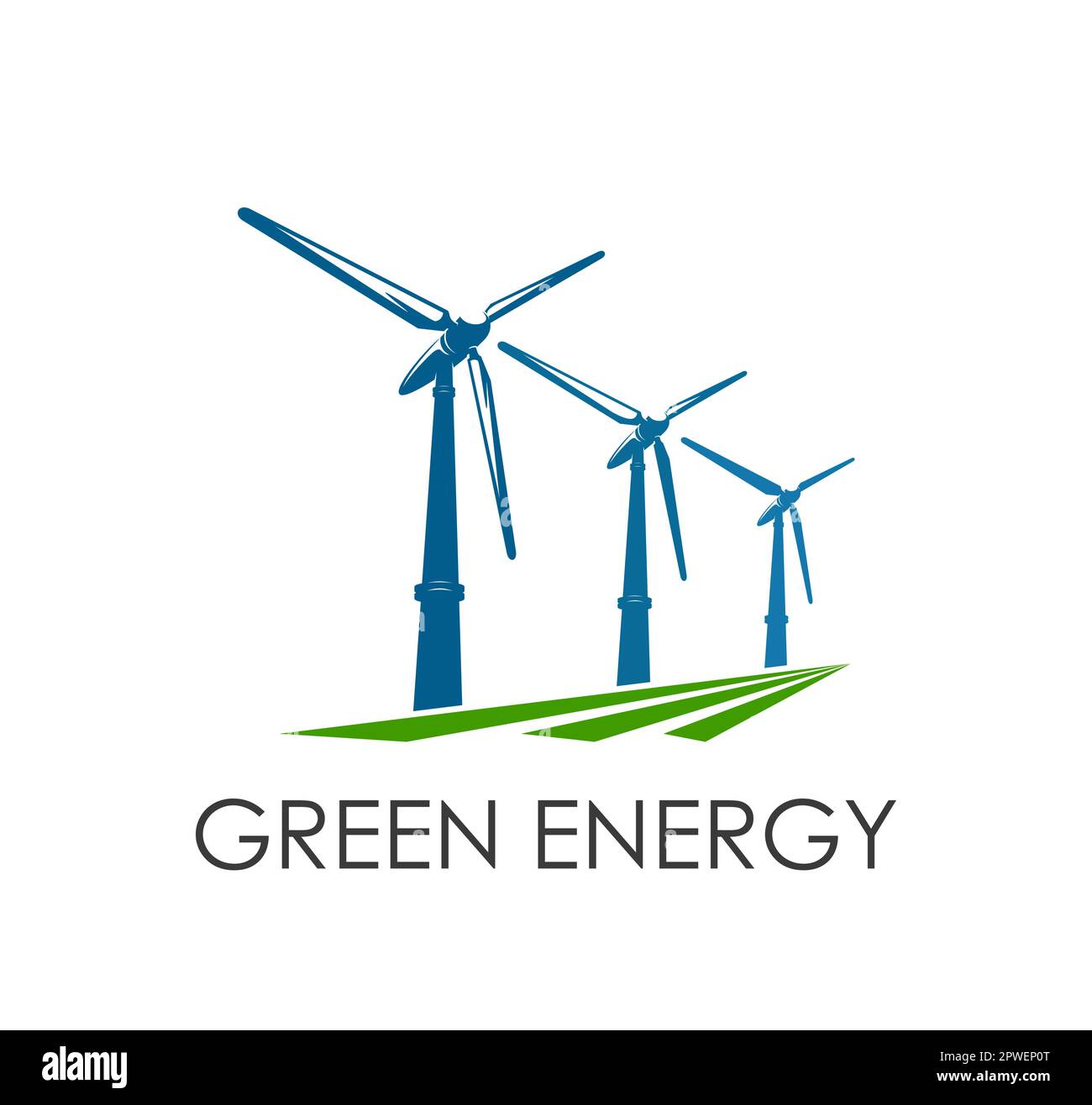 Wind turbine green clean energy icon. Vector emblem for renewable eco ...