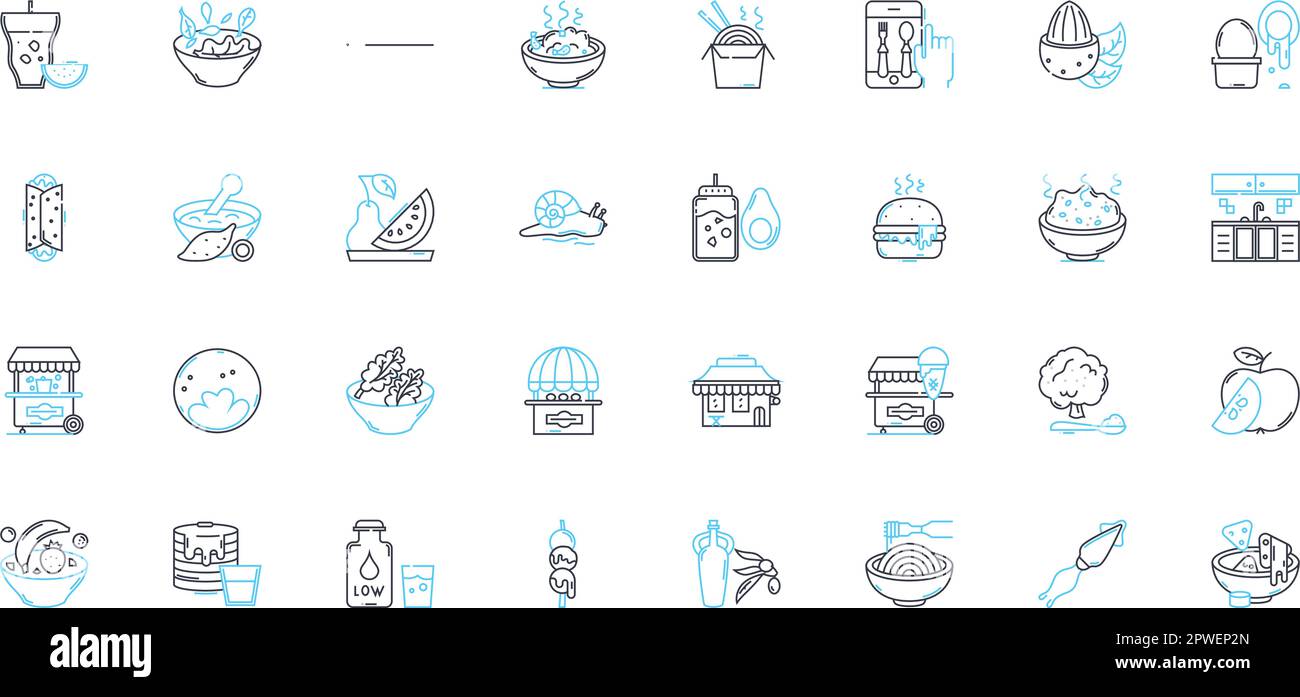 Culinary industry linear icons set. Cooking, Recipes, Ingredients, Food ...