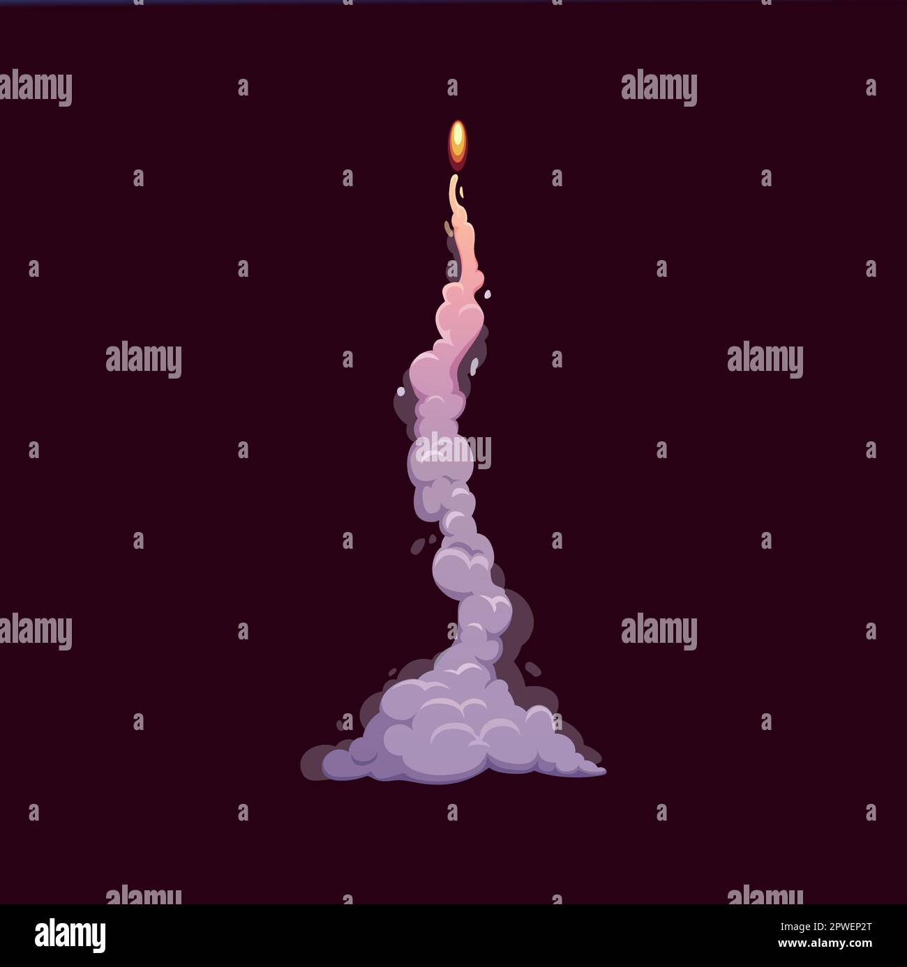 Cartoon rocket smoke trail of spaceship or shuttle launch. Vector fire ...