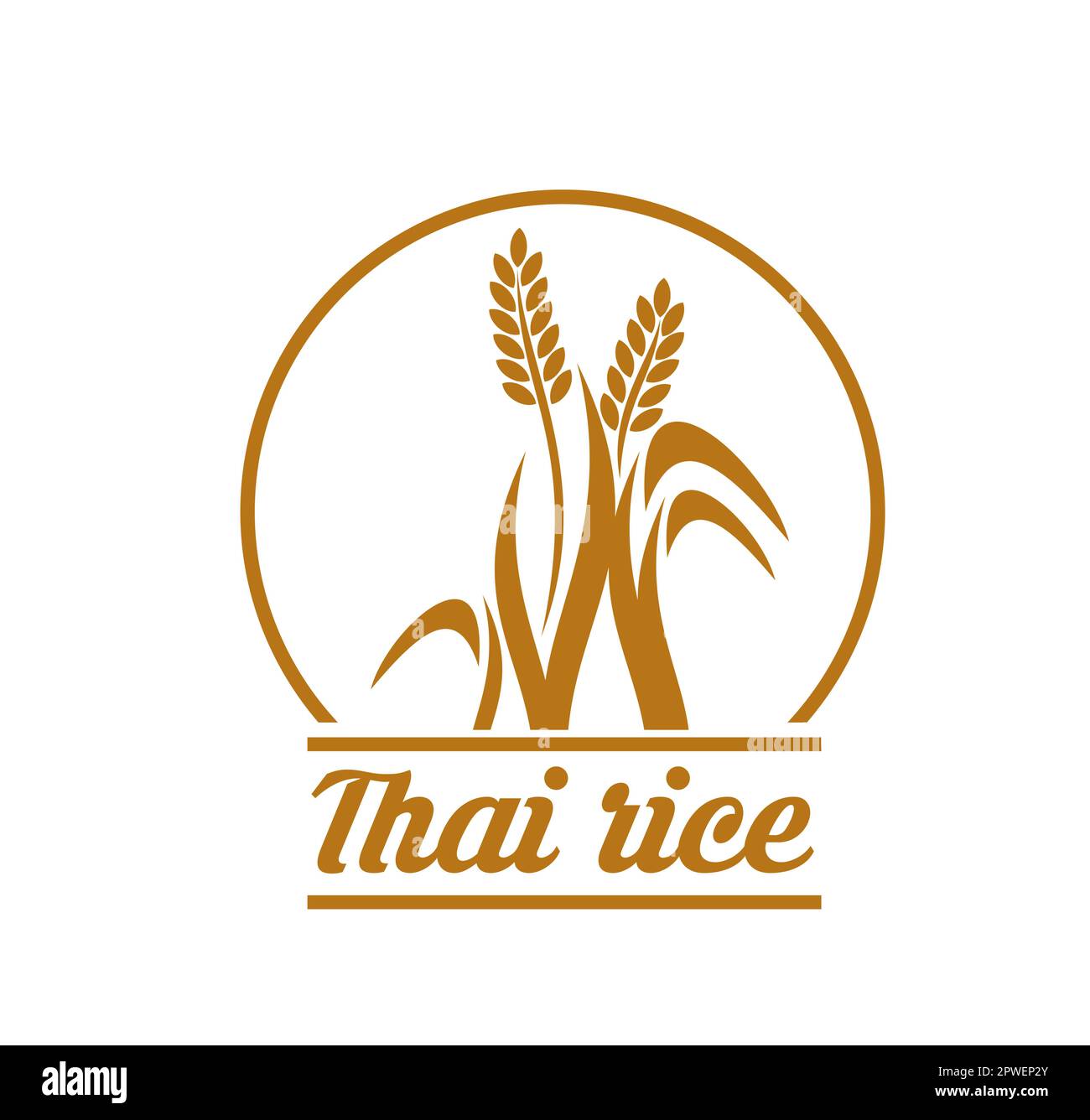 Thai rice icon, organic food package and Asian cuisine vector symbol ...
