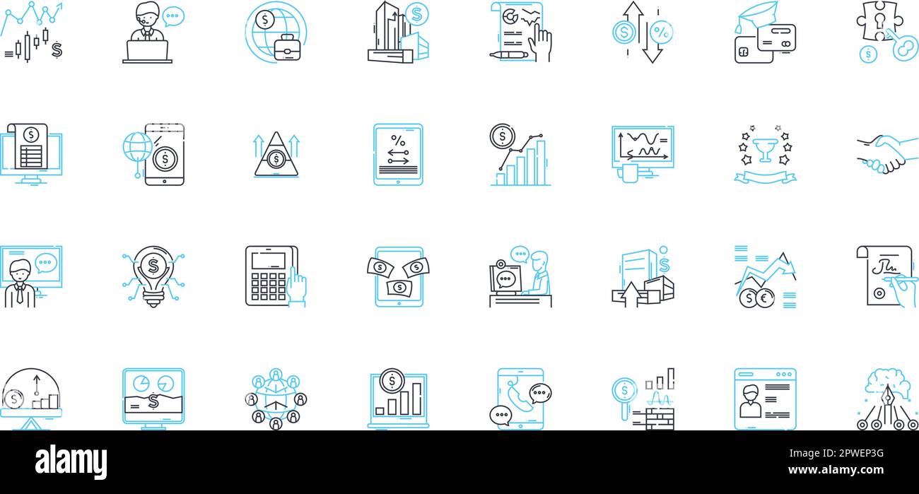 Finance industry linear icons set. Investments, Accounting, Credit ...