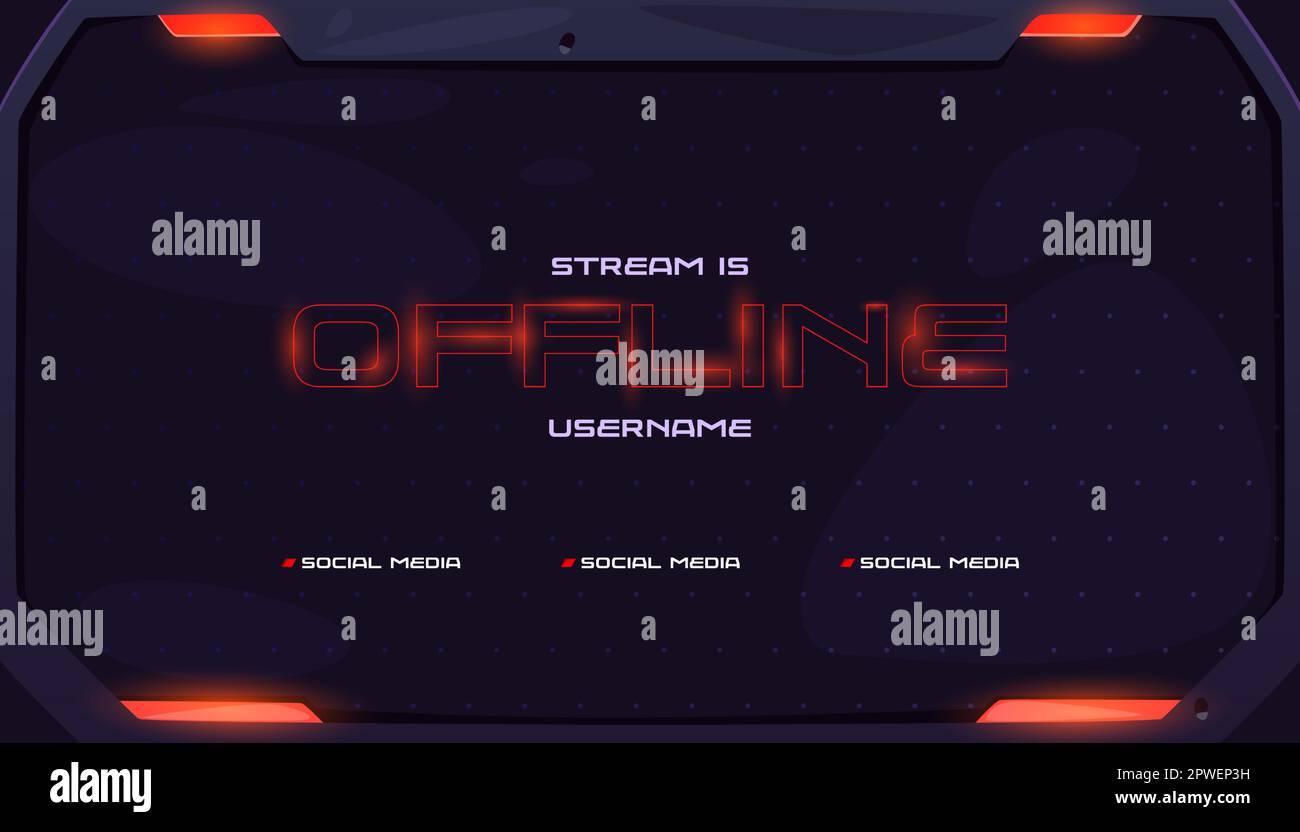 Offline banner red stream template design. Game broadcast media overlay ...