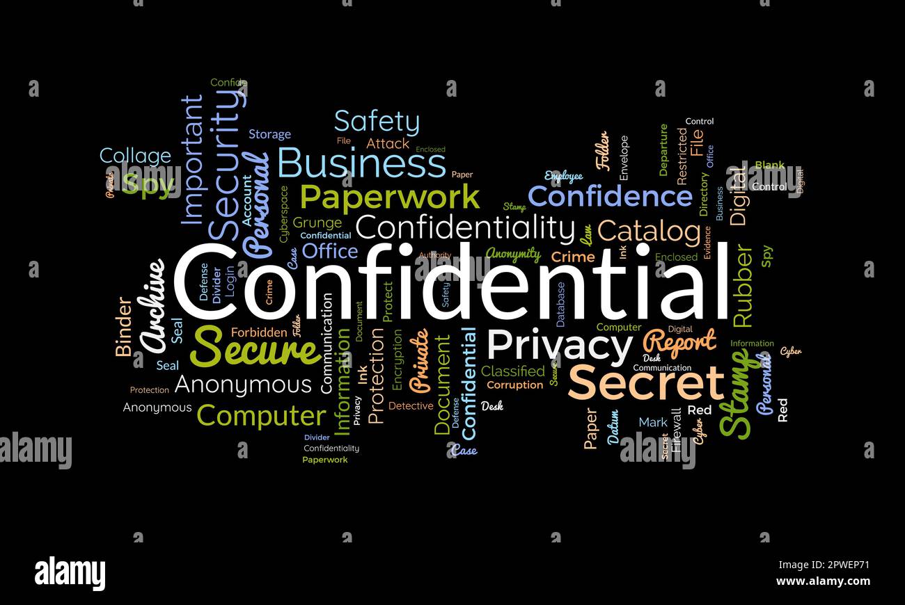 Word cloud background concept for Confidential. Secret information ...