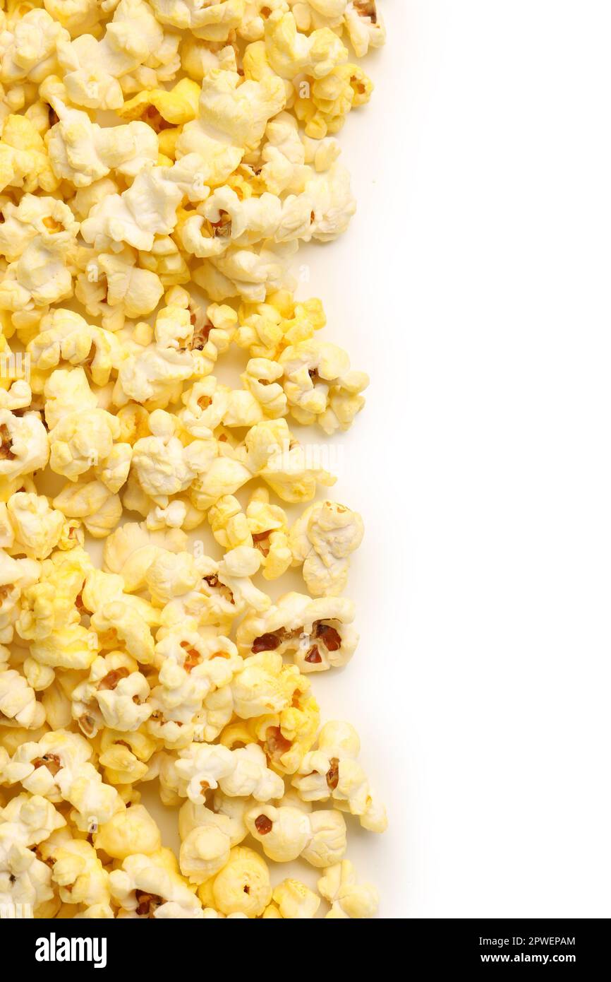 Crispy popcorn on white background, closeup Stock Photo - Alamy