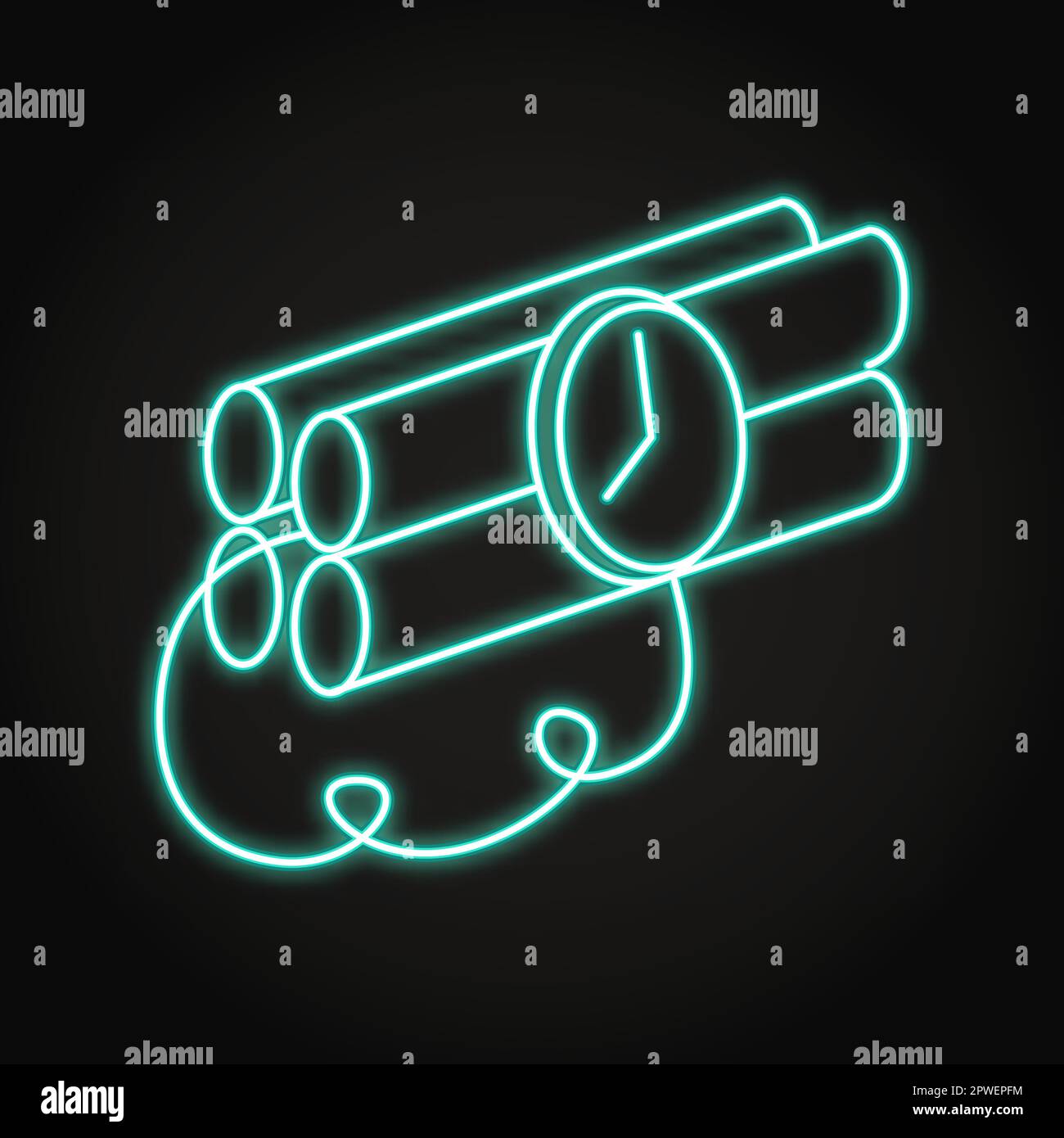 Time bomb neon line icon. Dynamite with timer symbol. Vector ...