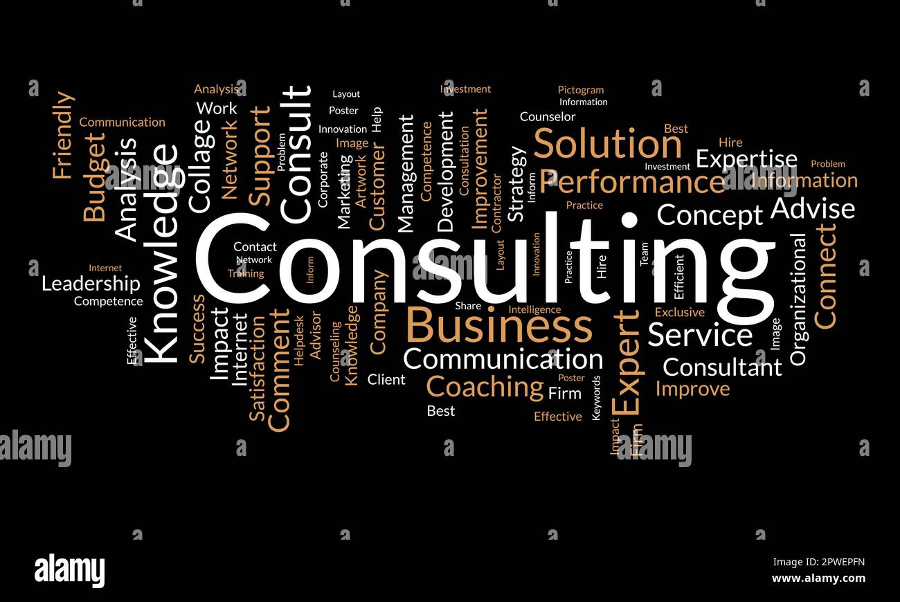 Word cloud background concept for Consulting. Business service solution ...